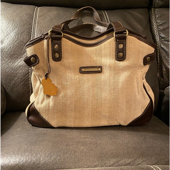 Caribbean Joe | Bags | Caribbean Joe Woven Fabric Purse Wleather Trim ...